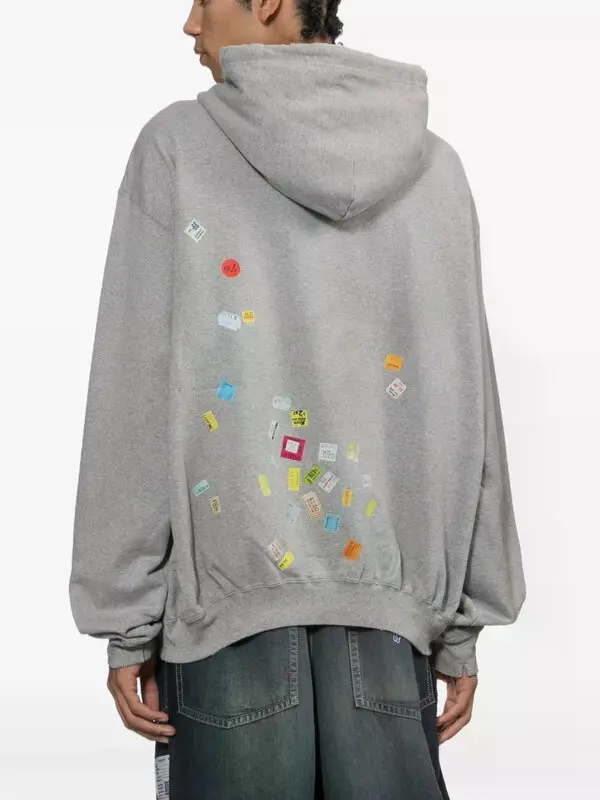 Mihara Yasuhiro Price-tag Sticker Printed Hoodie