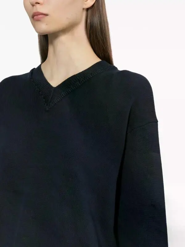 Helmut Lang Distressed V-neck Sweater - Black