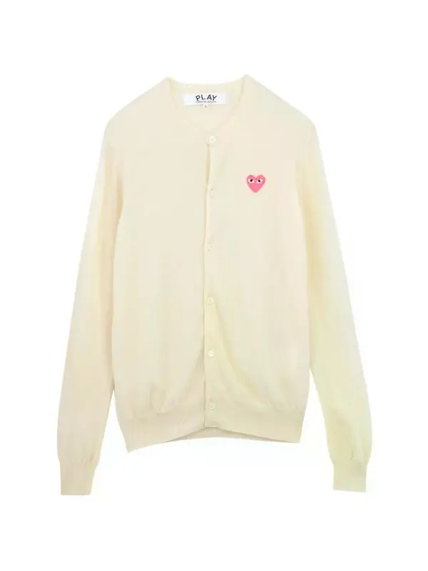 Play Comme Des Garcon Logo-embroidered Cardigan - Neutrals