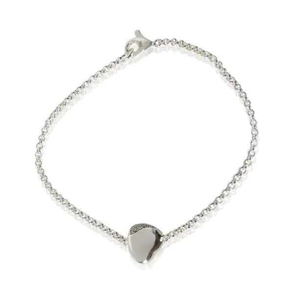 John Hardy Sterling Silver Diamond Pebble Heart Bracelet