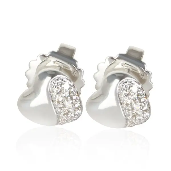 John Hardy Sterling Silver Diamond Pebble Heart Earrings