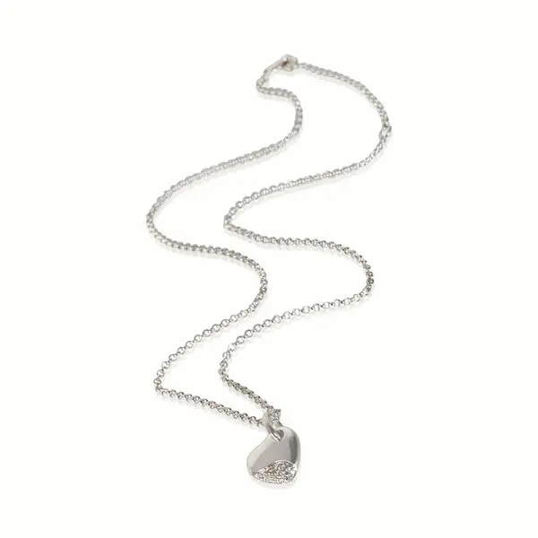 John Hardy Sterling Silver Diamond Pebble Heart Pendant