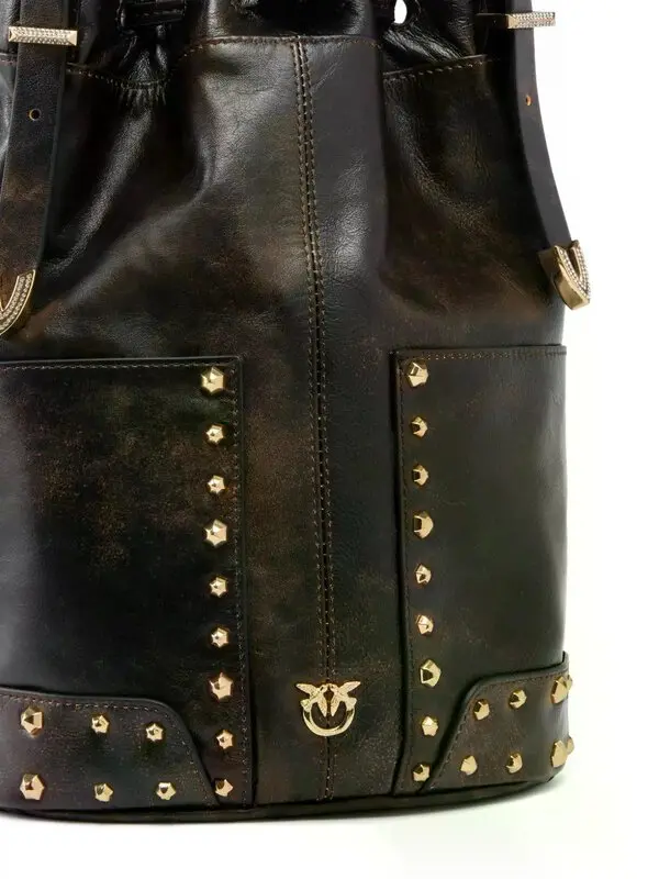 Pinko Studded Leather Bucket Bag