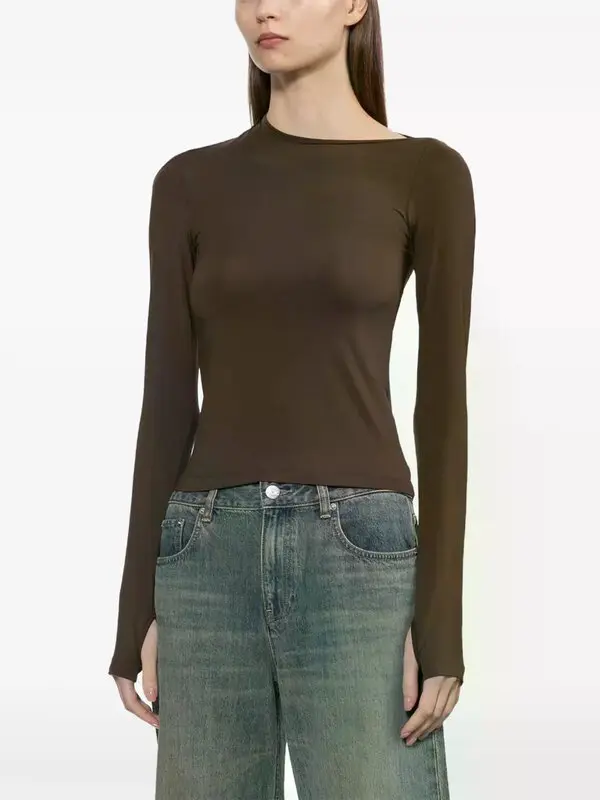 Helmut Lang Cut-out Long-sleeve Top - Brown