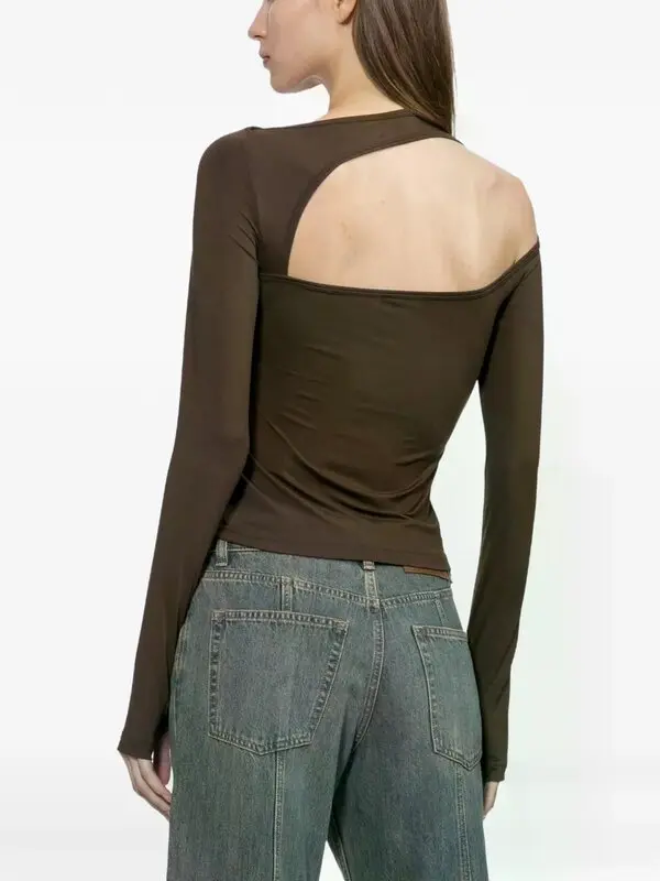 Helmut Lang Cut-out Long-sleeve Top - Brown