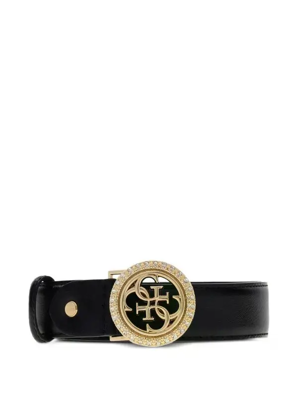 Guess Crystal-embellished Logo-buckle Belt - Black