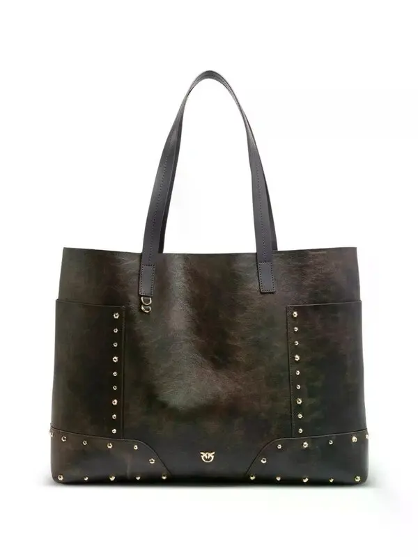Pinko Studded Leather Tote Bag
