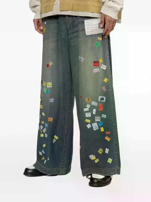 Mihara Yasuhiro Price-tag Sticker Printed Jeans