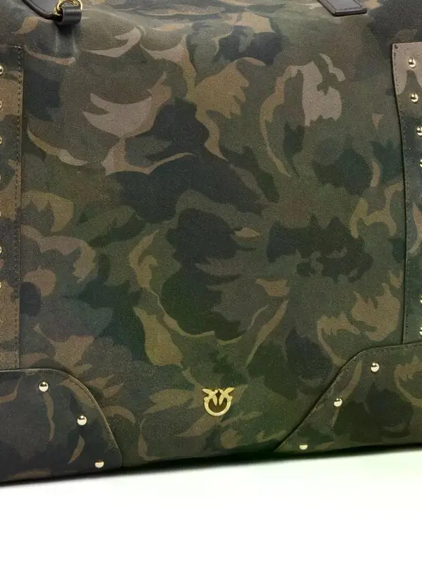 Pinko Camouflage-print Studded Leather Tote Bag