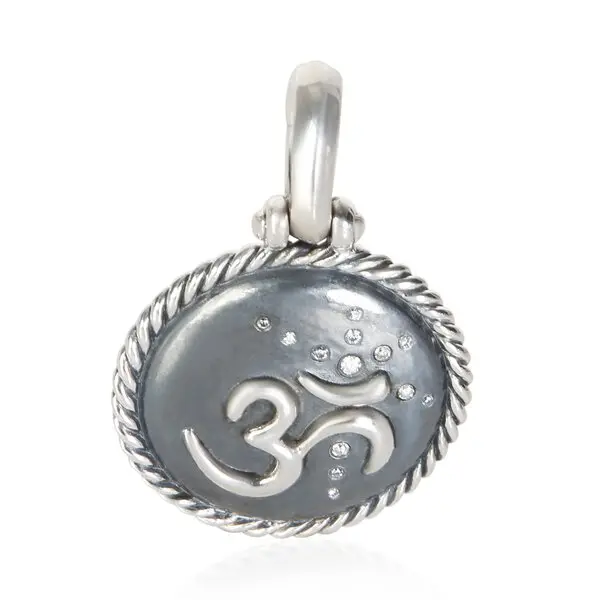 David Yurman Sterling Silver Diamond Om Amulet Pendant
