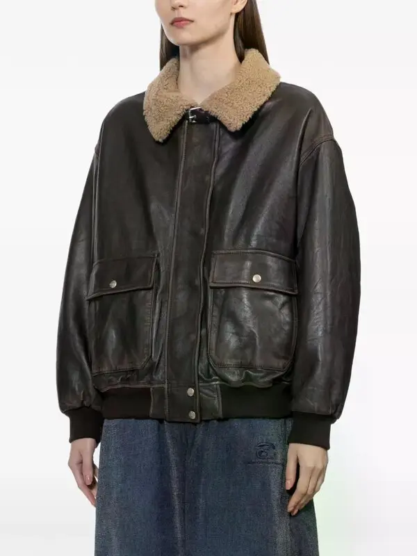 HALFBOY Shearling-collar Leather Jacket