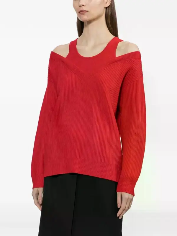 Helmut Lang Cut-out Rib-knit Sweater - Red