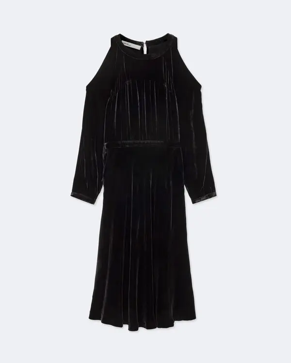 ALLSAINTS Chrissy Velvet Midi Dress - Black