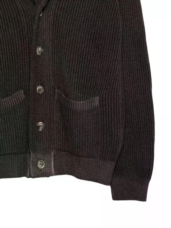 Fedeli Ribbed-knit Shawl-lapel Cardigan