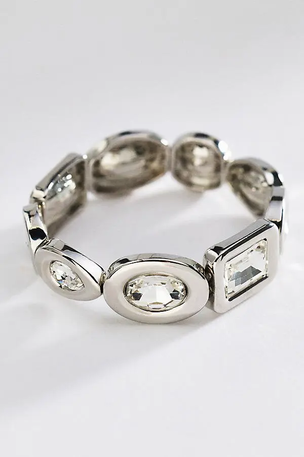 Anthropologie Chunky Bezel Crystal Bracelet - Silver