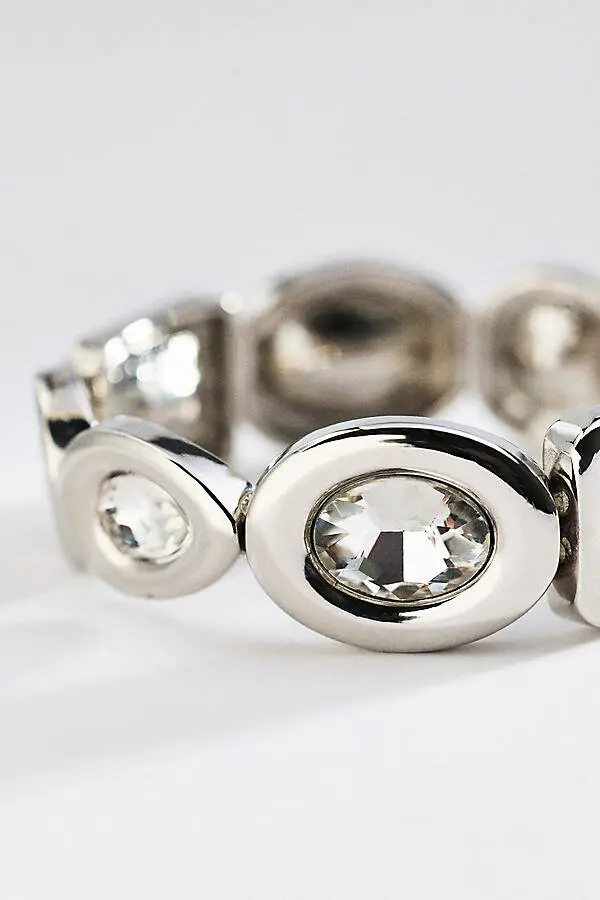 Anthropologie Chunky Bezel Crystal Bracelet - Silver