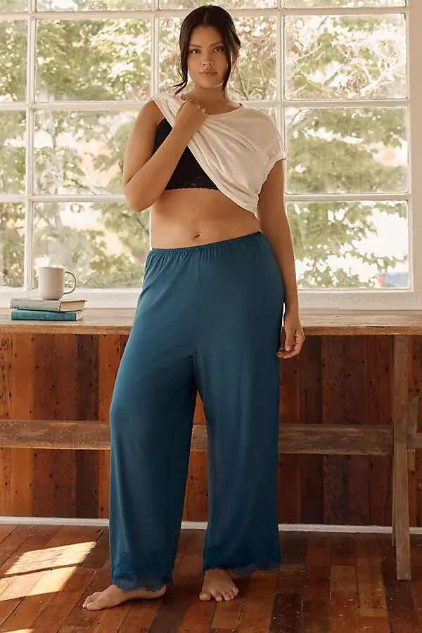 LYREBIRD Lace Trim Pants Modaluxe - Blue