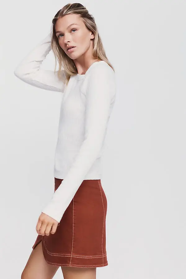 PILCRO Square Neck Long Sleeve Top