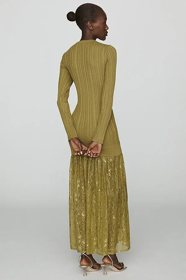 RAISONNEL Lace Hem Knit Maxi Dress
