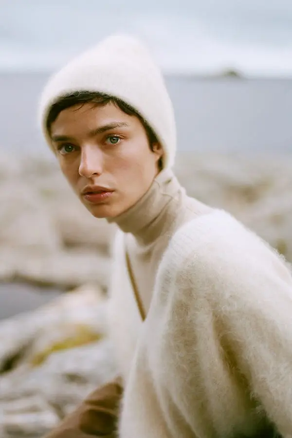 Anthropologie Arena Wool Blend Fitted Turtleneck Top - Tan
