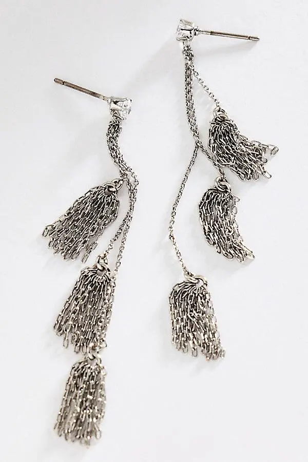 Anthropologie Tiered Frge Earrgs - Silver