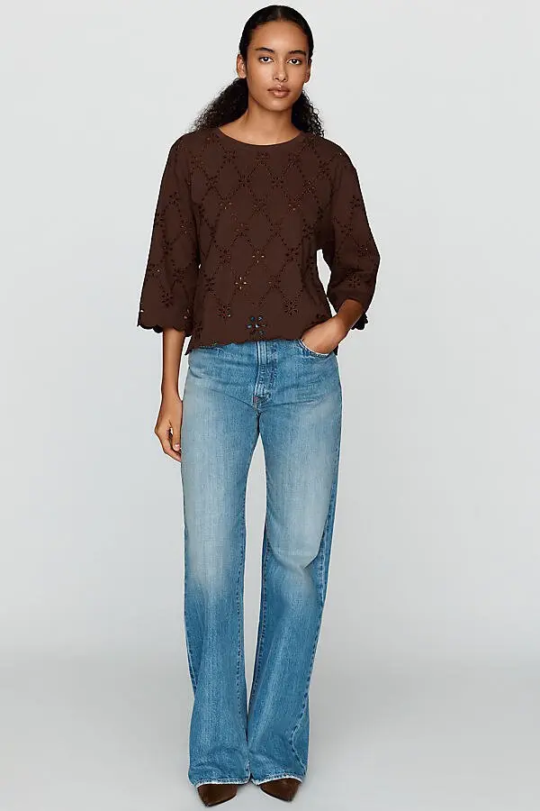 RAISONNEL 100% Cotton Eyelet Blouse