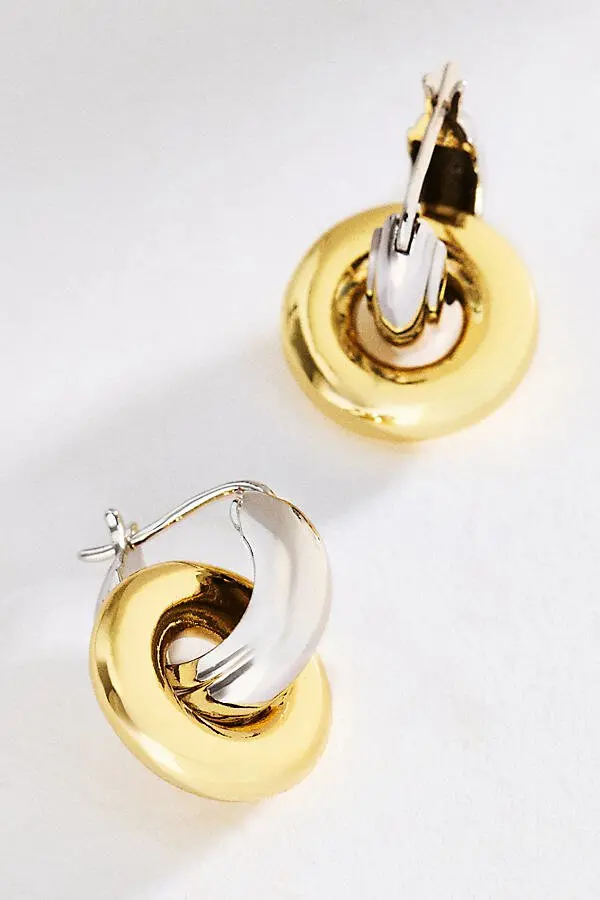 LUV AJ Two-tone Terlock Hoop Earrgs - Silver