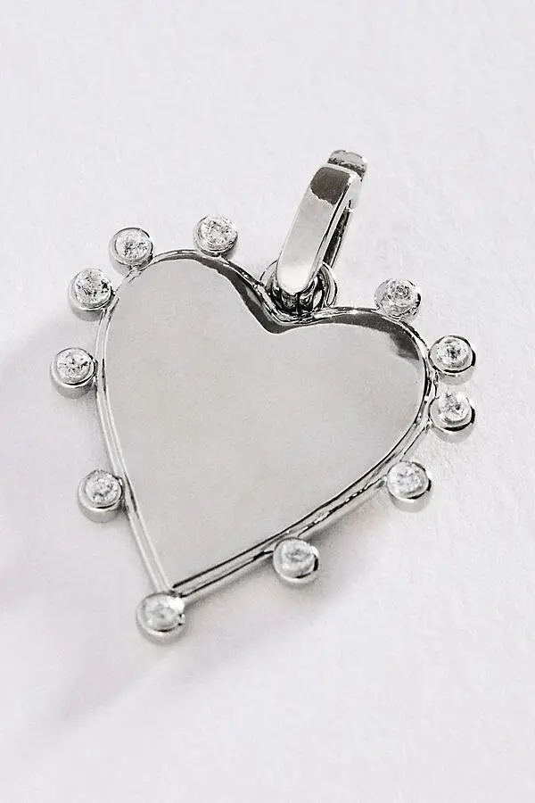 Anthropologie Crystal Heart Charm - Silver