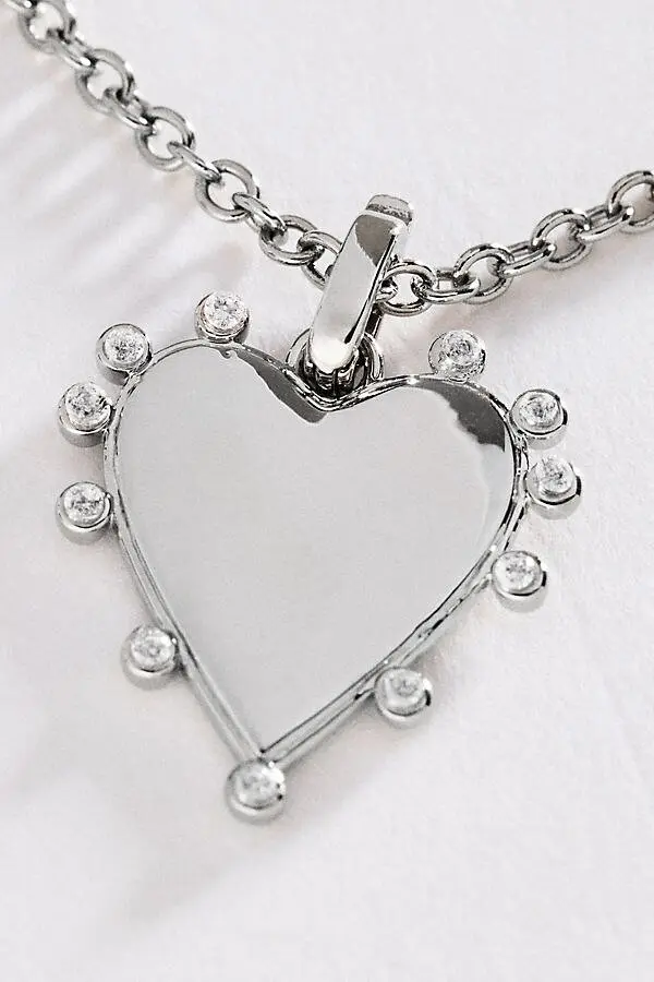 Anthropologie Crystal Heart Charm - Silver