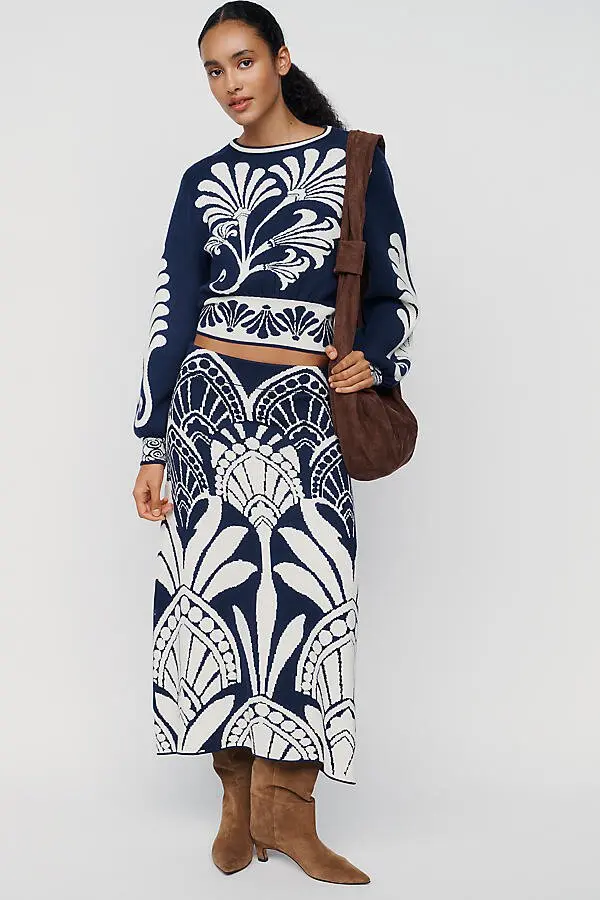 Farm Rio Knit Jacquard Skirt