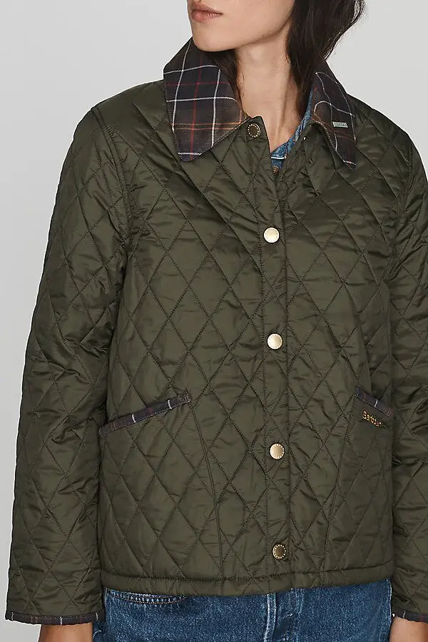 Barbour Icons Tartan Collar Cropped Liddesdale Quilted Jacket