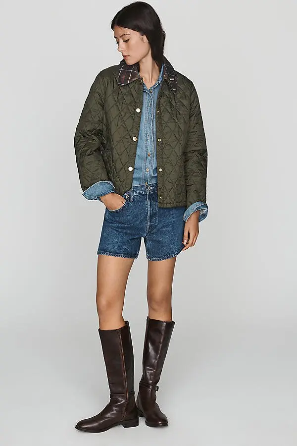 Barbour Icons Tartan Collar Cropped Liddesdale Quilted Jacket