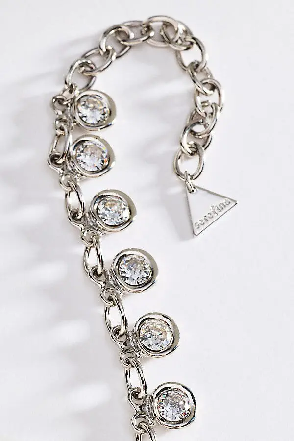 Anthropologie Brushed Bezel Crystal Necklace - Silver