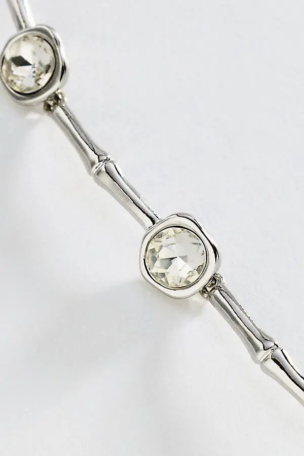 Anthropologie Chunky Bezel Crystal Bracelet - Silver