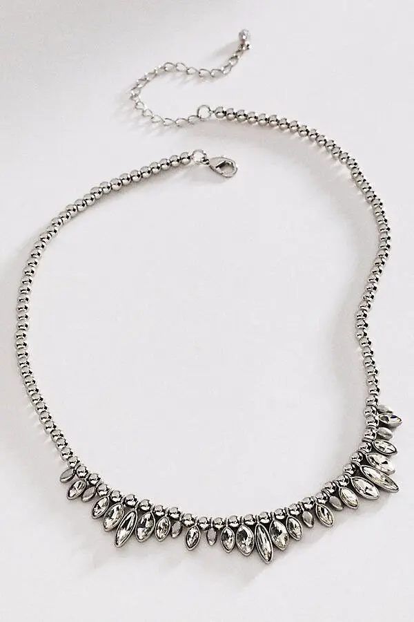 Anthropologie Marquise Bezel Necklace - Silver