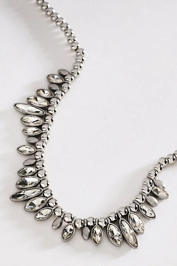 Anthropologie Marquise Bezel Necklace - Silver