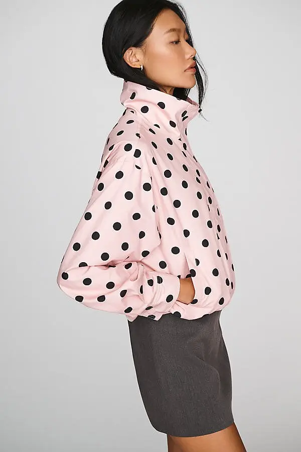 RAISONNEL Polka Dot Funnel Neck Jacket - Pink