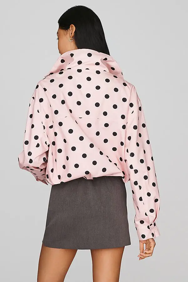 RAISONNEL Polka Dot Funnel Neck Jacket - Pink