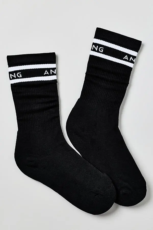 ANINE BING Sully Sporty Crew Socks - Black