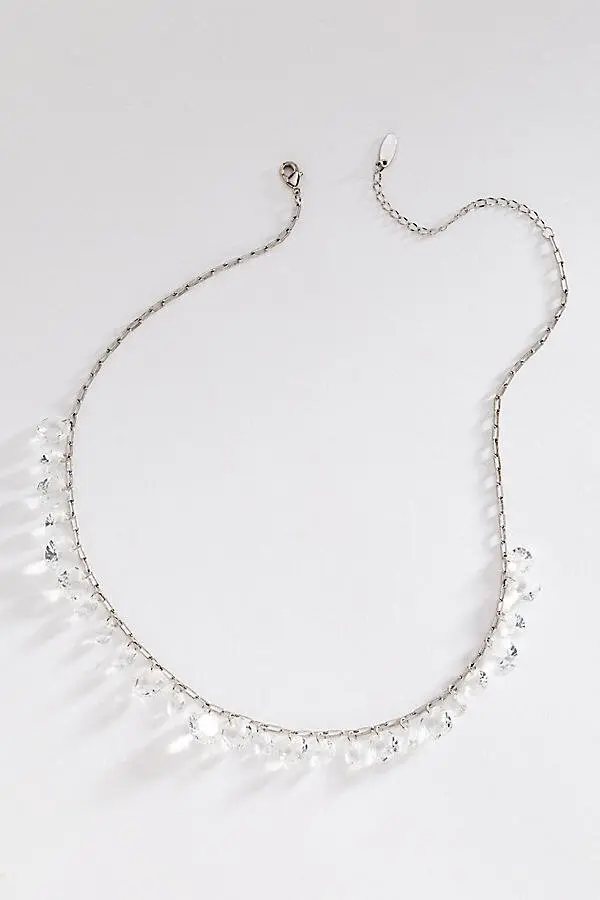 Anthropologie Floatg Crystal Necklace - Silver