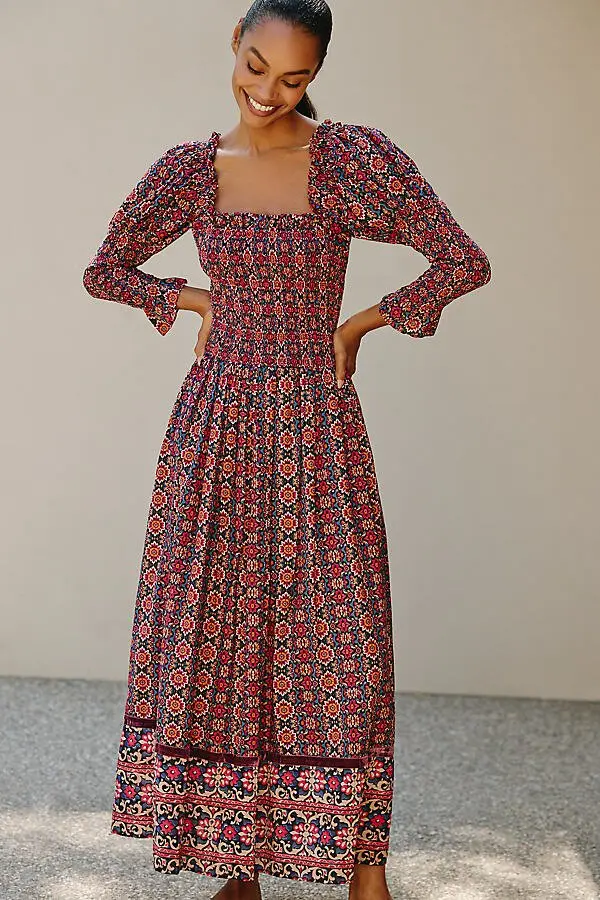 RO'S GARDEN Jocelyn 100% Cotton Midi Dress