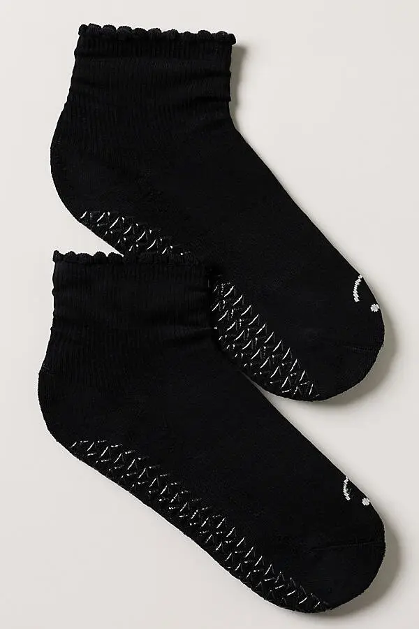 POINTE STUDIO Happy Grip Ankle Socks - Black