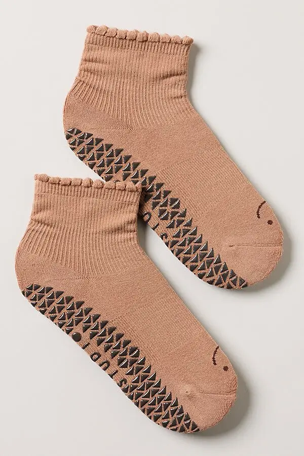 POINTE STUDIO Happy Grip Ankle Socks - Brown