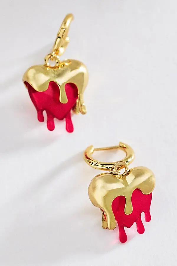 Baublebar Heart Huggie Hoop Earrgs - Red
