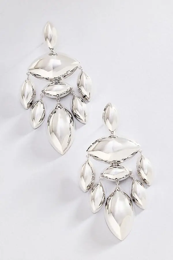 Anthropologie Sculptural Chandelier Drop Earrgs - Silver