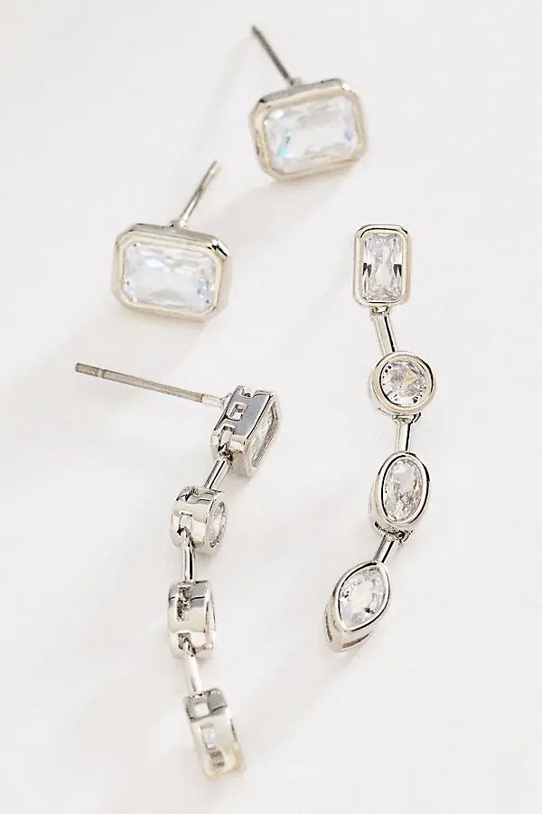 Anthropologie Gemstone Drop Earrgs - Silver