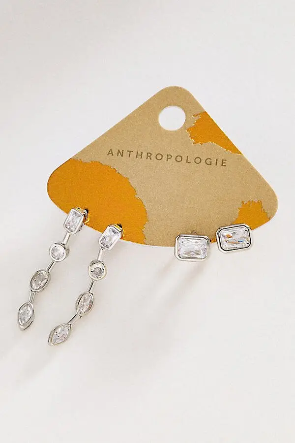 Anthropologie Gemstone Drop Earrgs - Silver