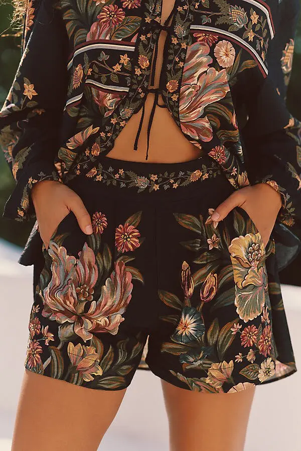 Agua Bendita Lia Shorts - Black Pattern