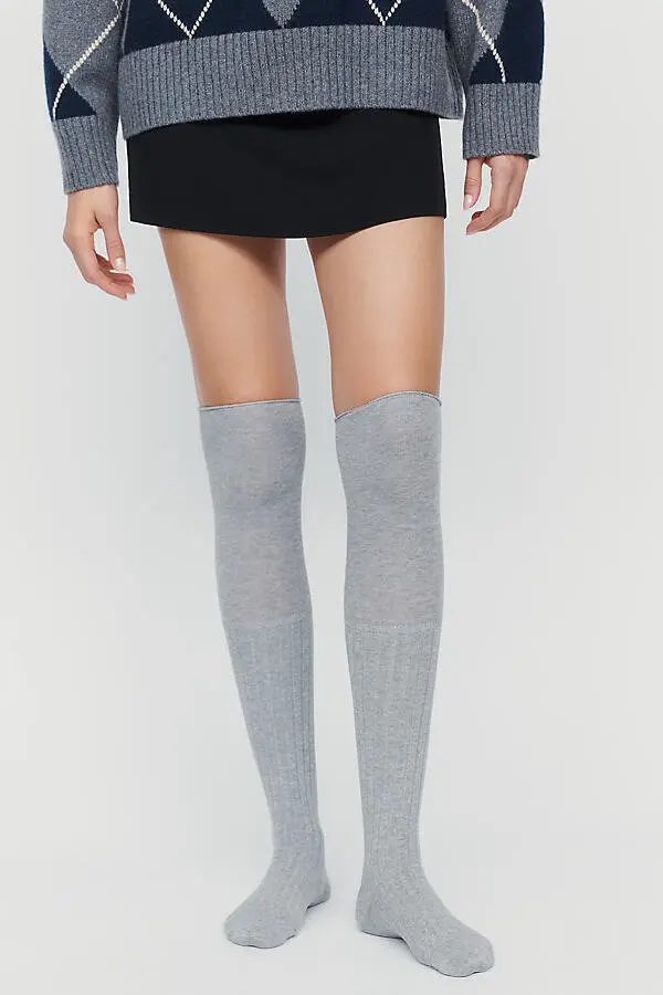 Anthropologie Over-the-knee Ribbed Socks - Grey