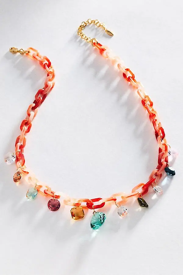 Anthropologie Crystal Res Cha Lk Necklace - Multi